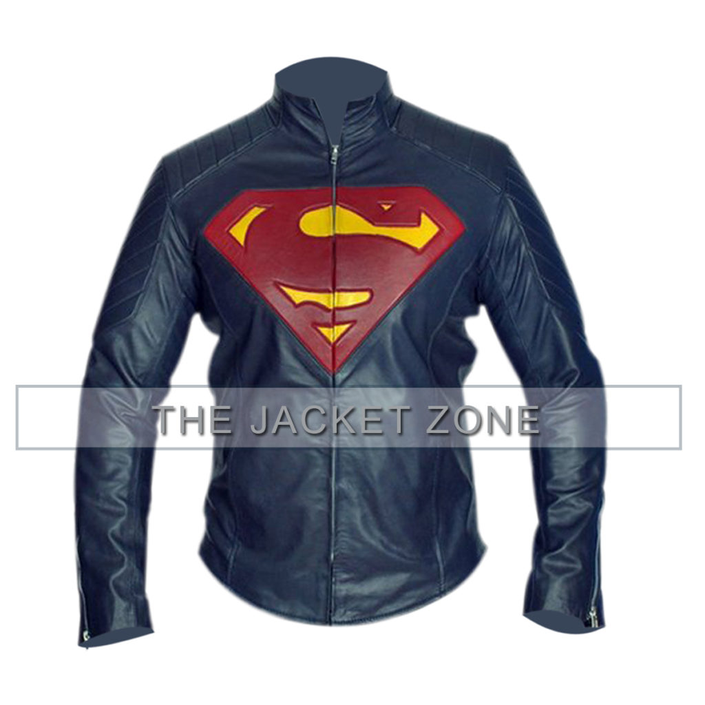 Man of Steel Superman Blue Leather Jacket
